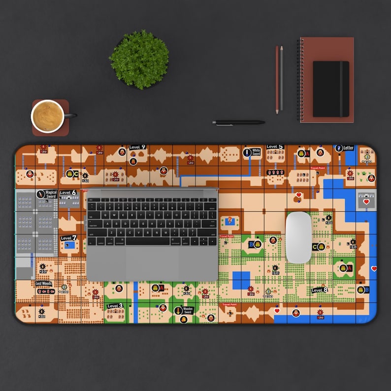 Zeldanes Pixel Game Map Desk Mat | RPG Overworld Grid, Pixel Art Gaming ...