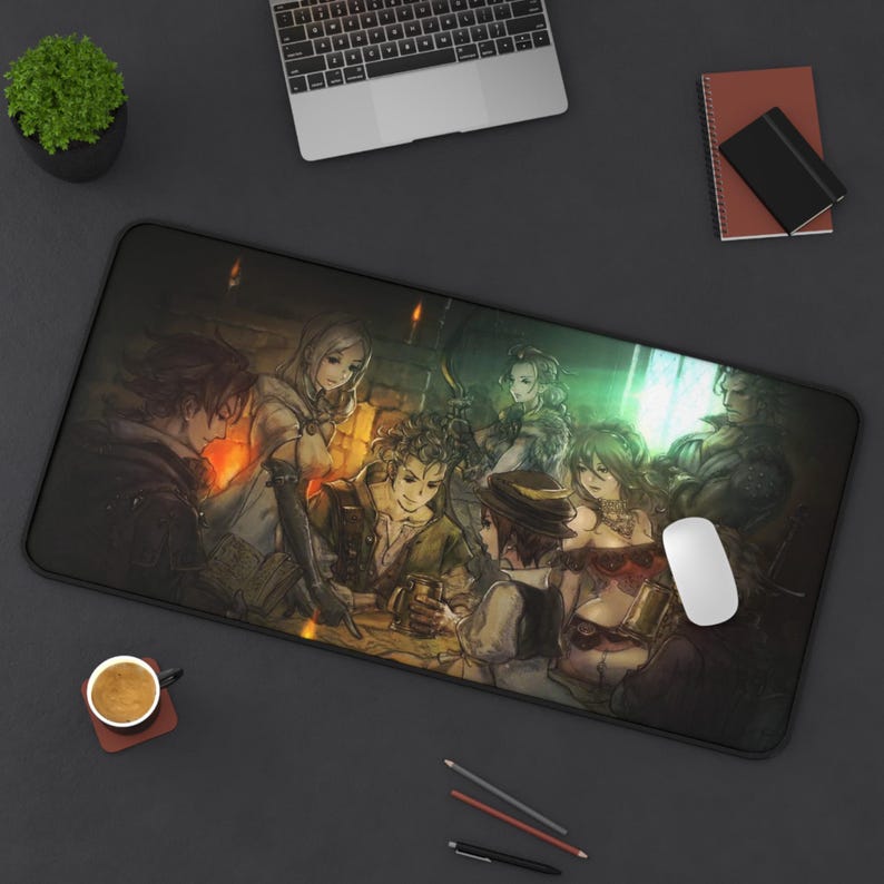 Octopath Traveler Tavern Party Desk Mat | RPG Character Illustration ...