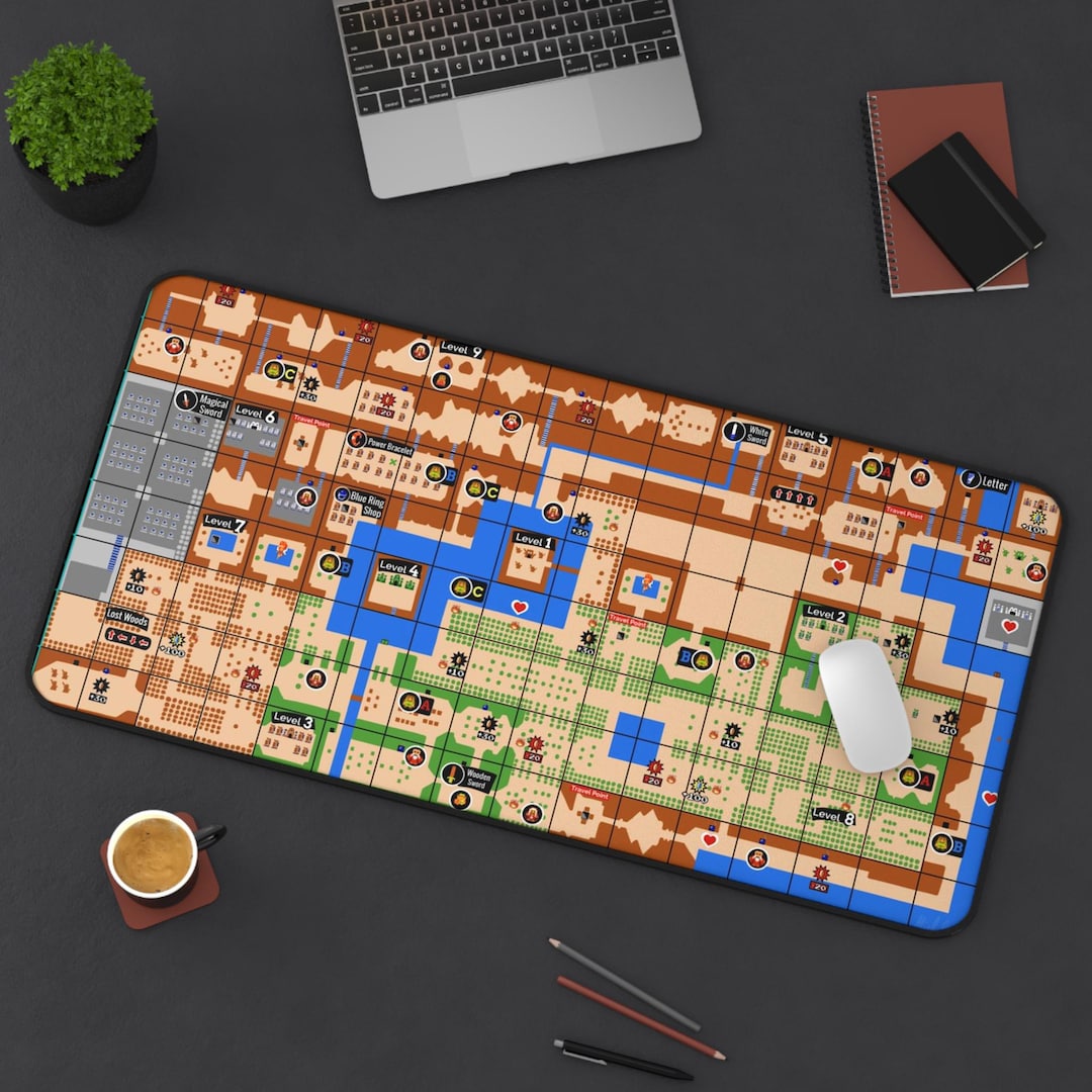 Zeldanes Pixel Game Map Desk Mat | RPG Overworld Grid, Pixel Art Gaming ...