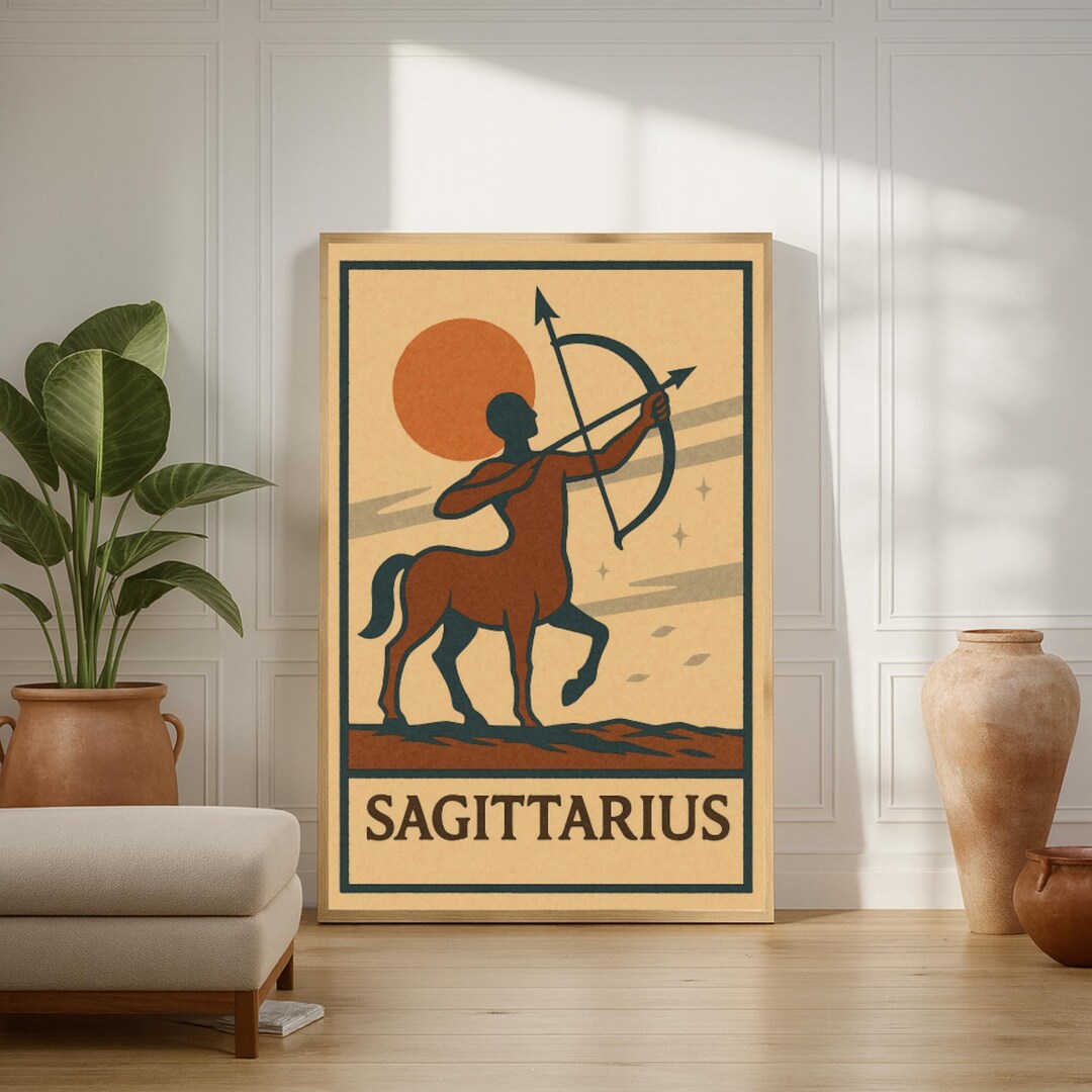 Sagittarius Poster - Zodiac Centaur Vintage Archer Print, Printable ...