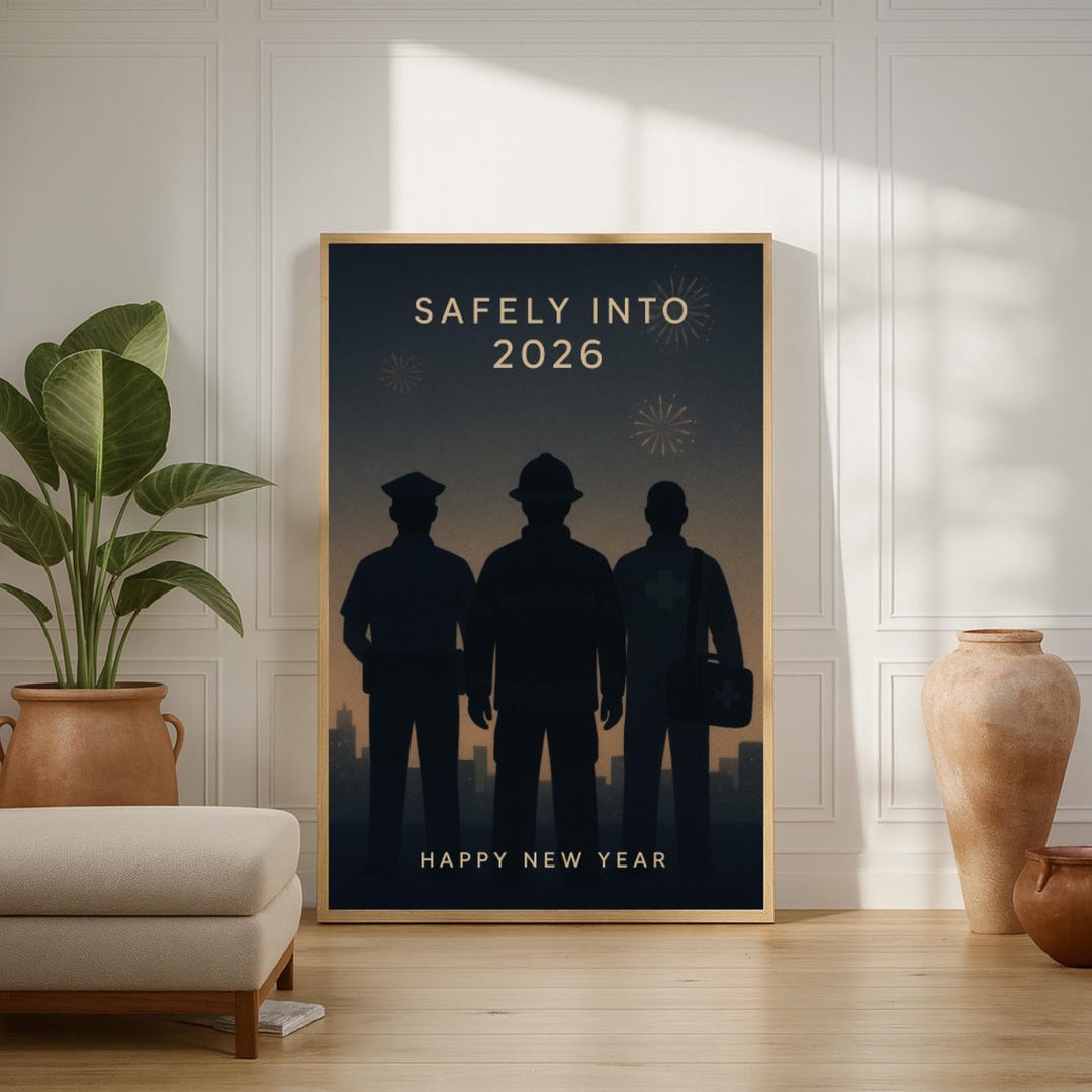 Safely Into 2026 Print – First Responder New Year Poster, Printable ...