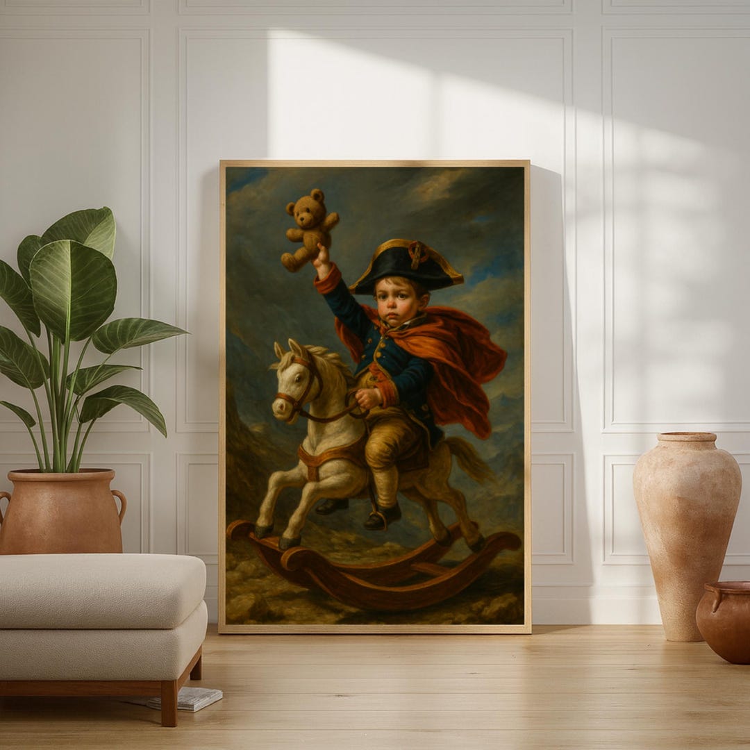 Napoleon Teddy Bear Rocking Horse Print – Whimsical Nursery Art - Etsy