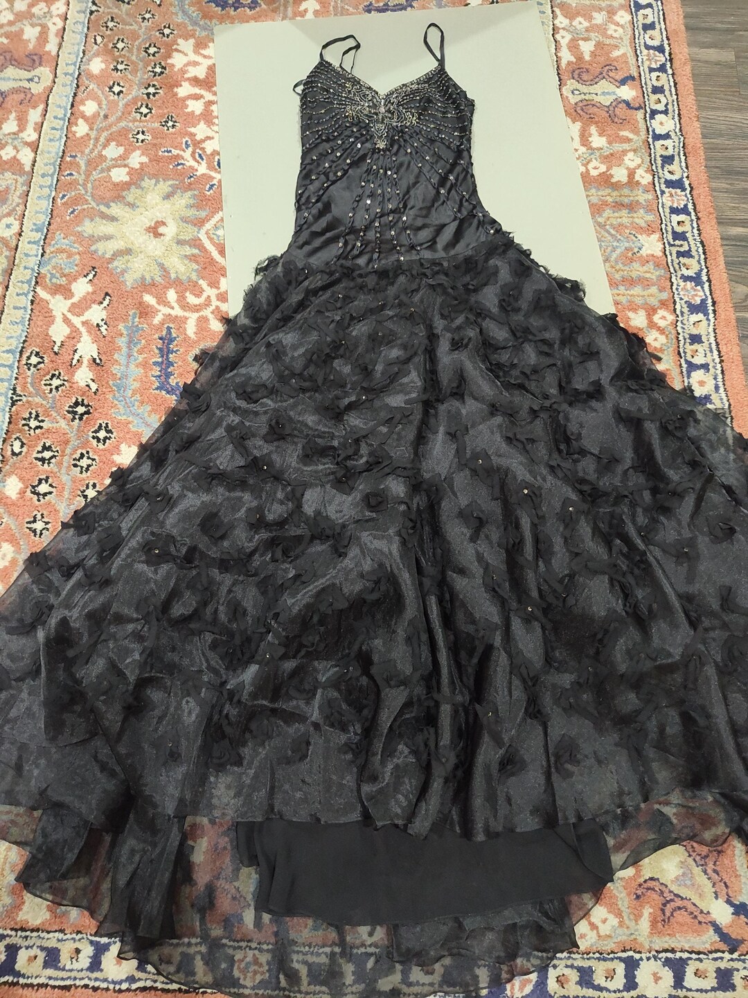 Vintage Black Silk Sue Wong Drop Waist Low Back Ball Gown - Etsy