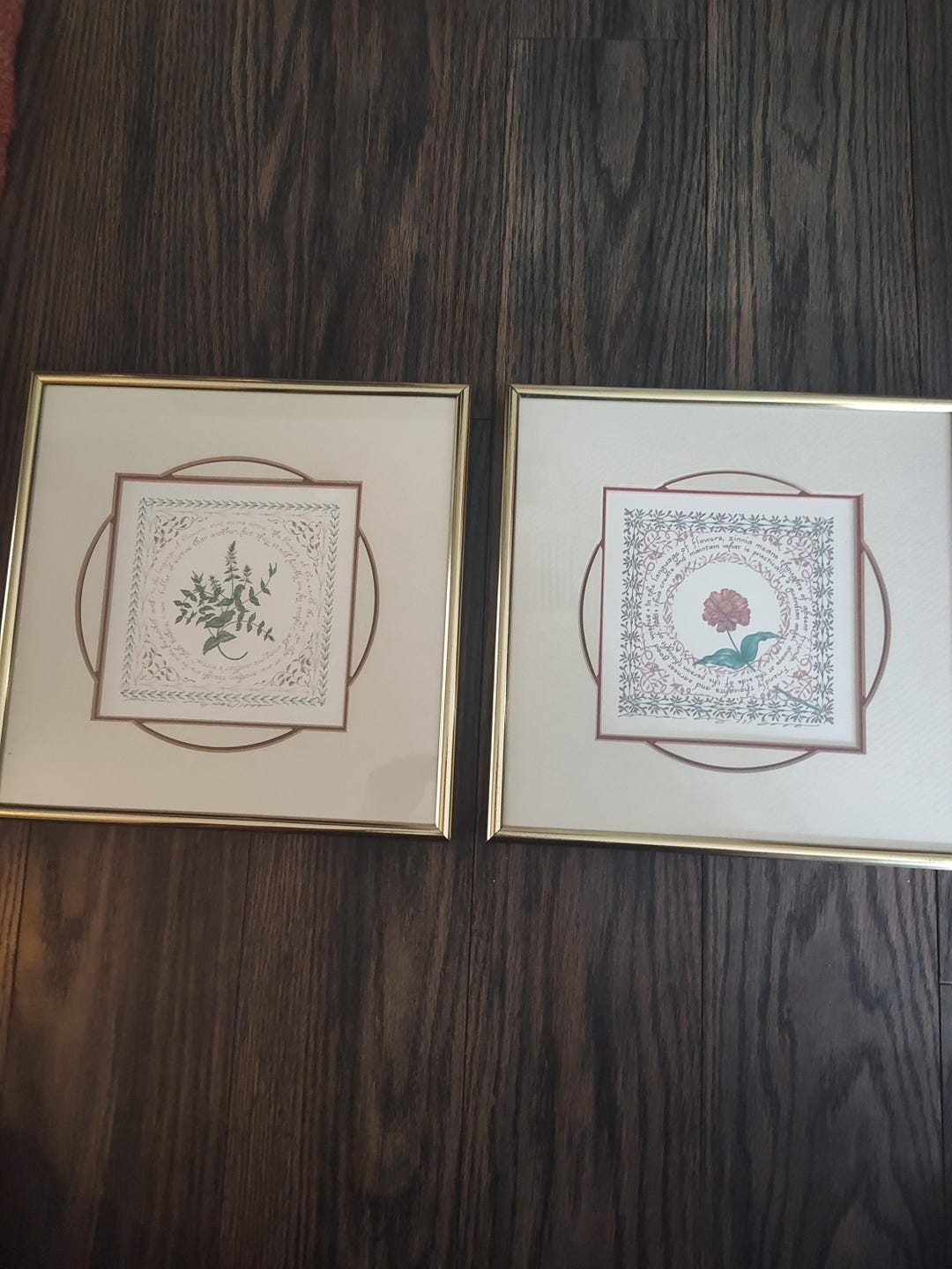 Pair Susan Loy Calligraphy Signed Herbs Flowers - Etsy