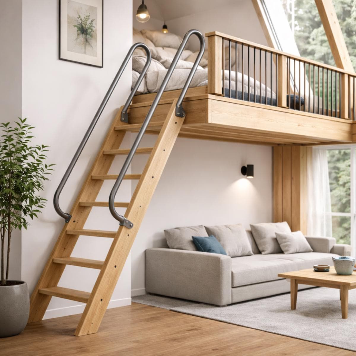 Candy Cane Loft Ladder Handrail – Wall Mounted Metal Safety Rail for ...
