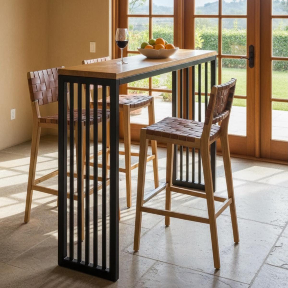 Rustic Narrow Bar Table – Wood Top, Black Steel Frame, Customizable - Etsy