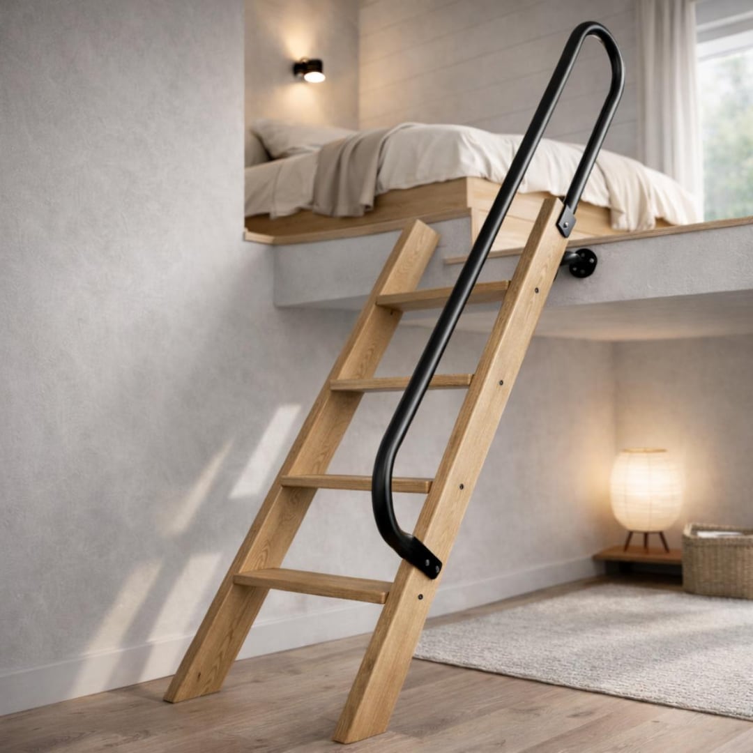Candy Cane Loft Ladder Handrail – Wall Mounted Metal Safety Rail for ...