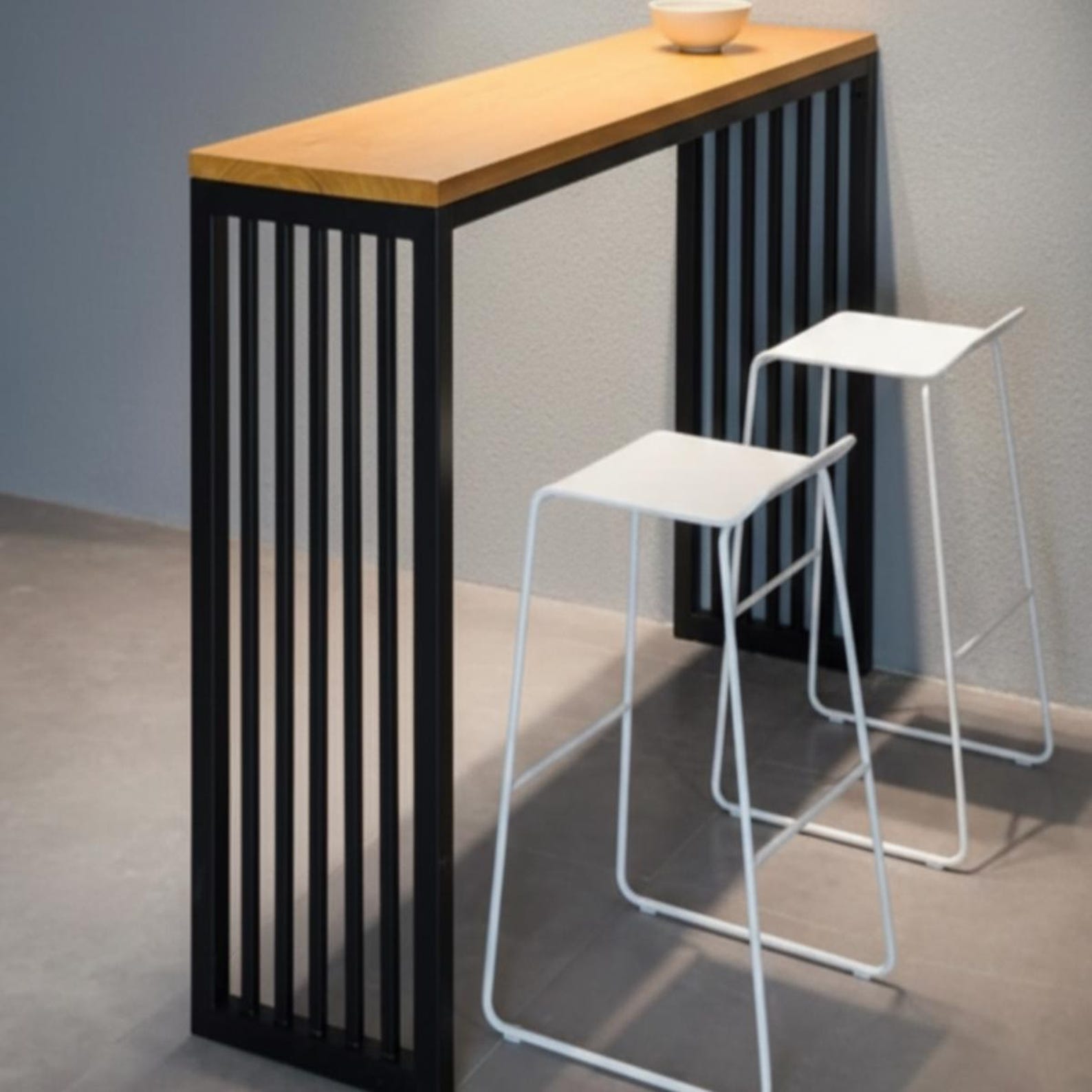 Rustic Narrow Bar Table – Wood Top, Black Steel Frame, Customizable - Etsy