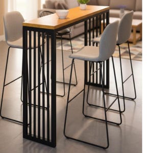 Rustic Narrow Bar Table – Wood Top, Black Steel Frame, Customizable - Etsy
