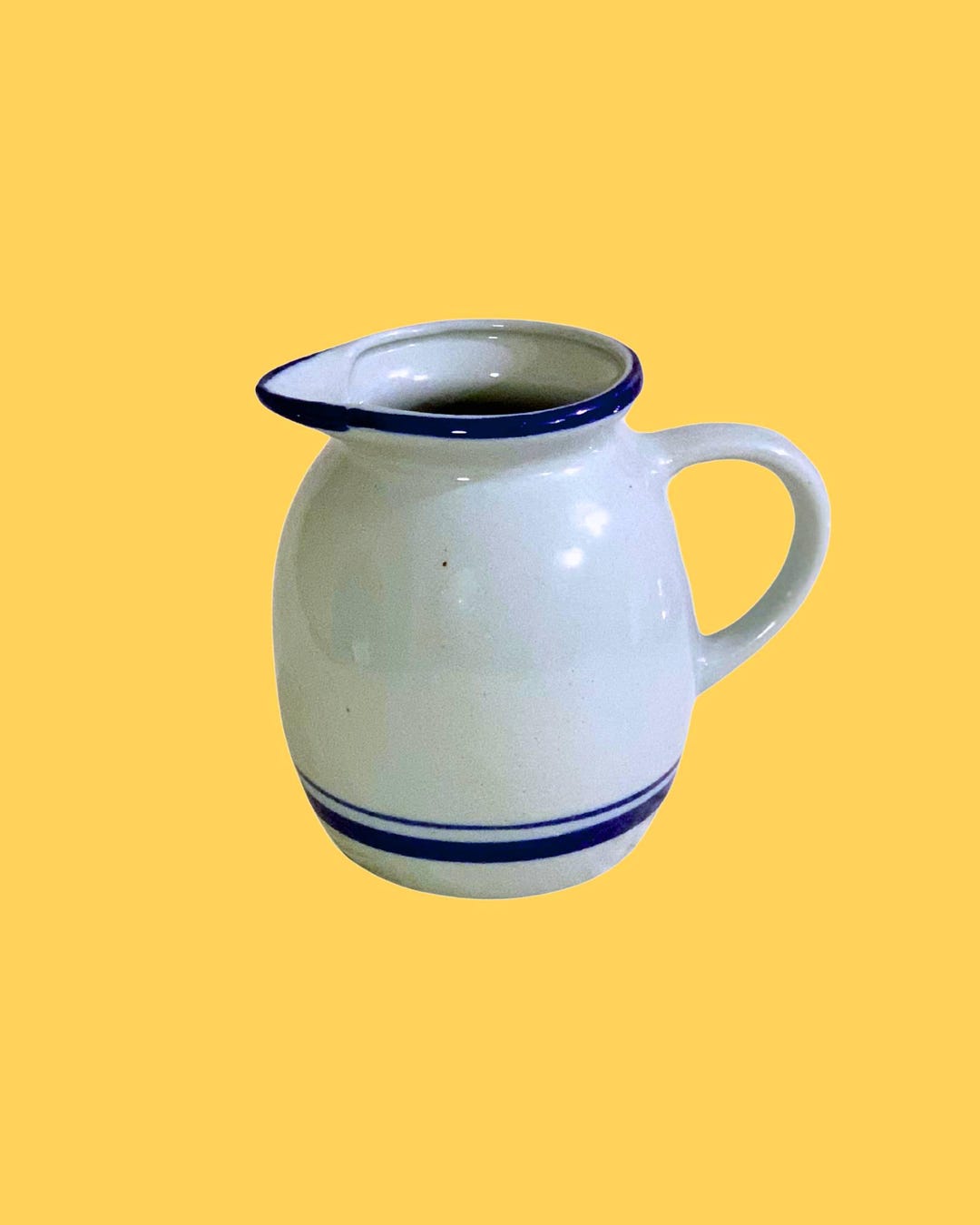 Vintage French Ceramic Pitcher – Blue Stripe Stoneware Jug – 1L Kitchen ...