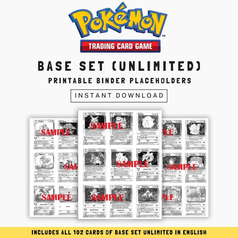 Base Set Printable Placeholder Cards - Unlimited Print! (english) - Etsy