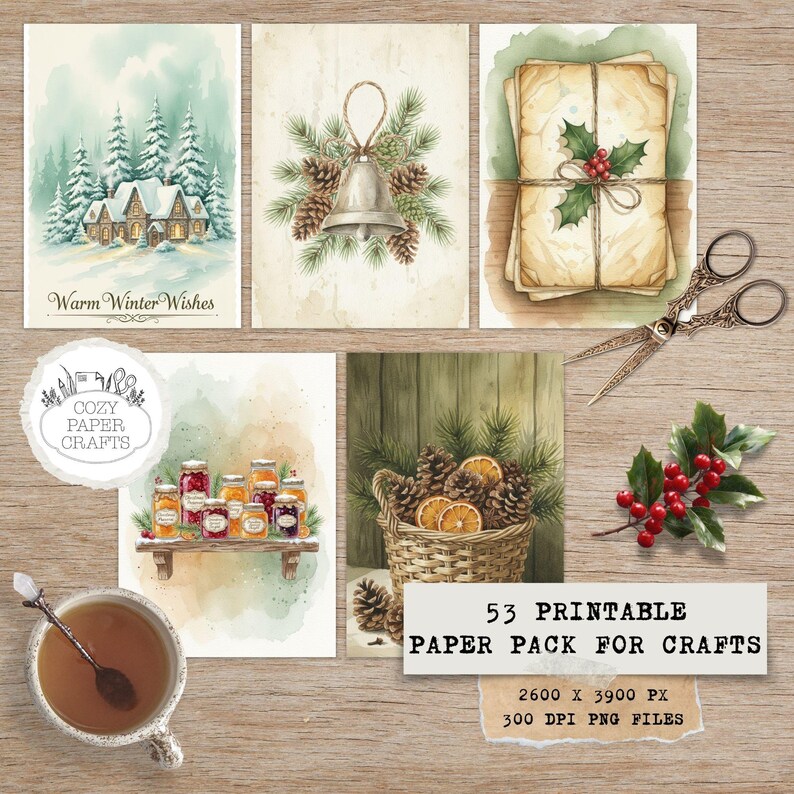 Junk Journal Printable Christmas Papers, 8.5x11" Vintage Digital ...