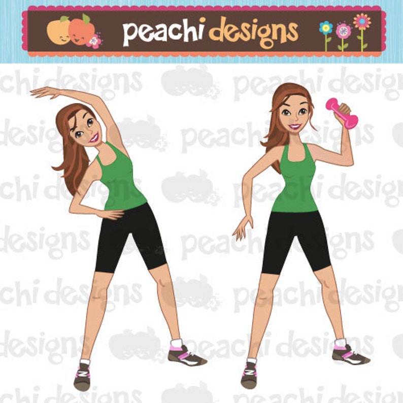Work Out Exercise Girl Clipart Set Etsy