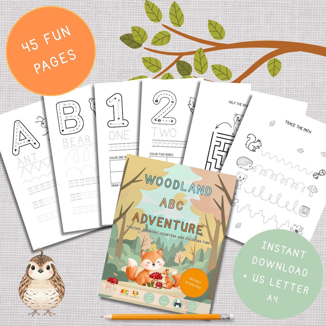Woodland ABC Uppercase Tracing Activity Book, Forest Animals (digital ...