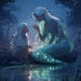 Moonlit Mermaid Encounter – Fantasy Printable Art of a Girl and Water ...
