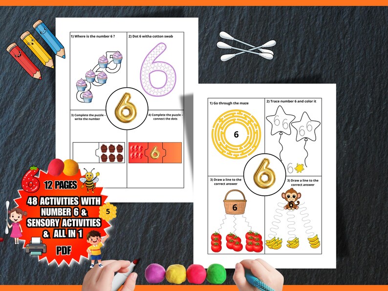 Number 6 Worksheets for Preschool | Math & Fine Motor Activities | Pre ...