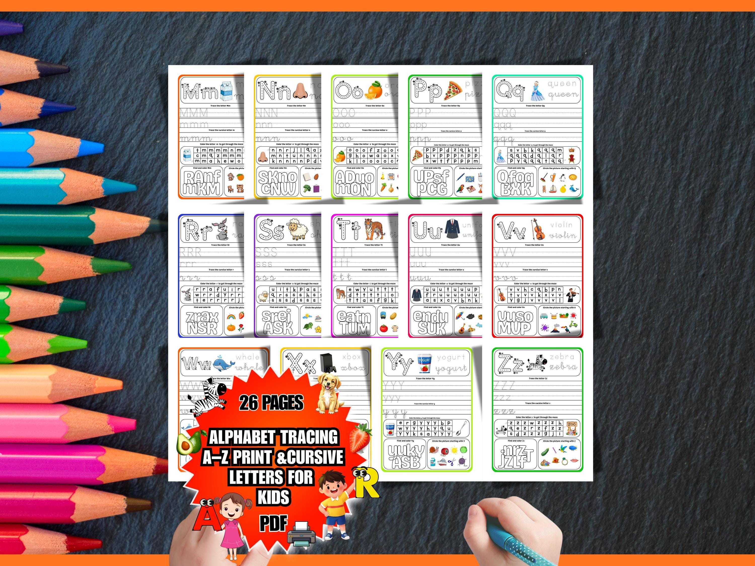 ABC Alphabet Tracing Worksheets | Preschool Abc Learn A-Z Alphabetical ...