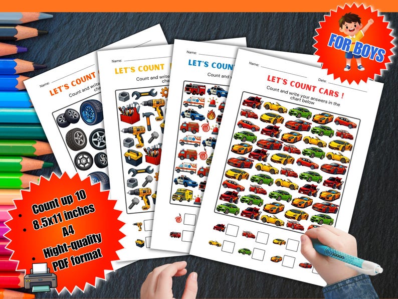 Math Counting Worksheets for Boys | I Spy Game | Homeschooler Resources ...