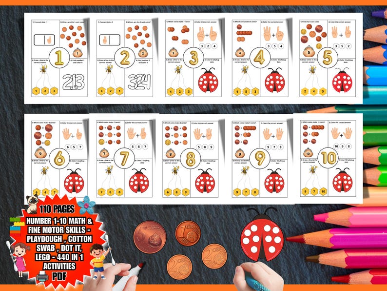 Math Number Worksheets 1-10 Bundle | Prek-kindergarten Teacher Resource ...