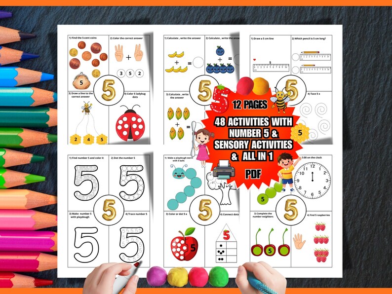 Number 5 Activities for Kids – Math, Sensory & Fine Motor Skills ...
