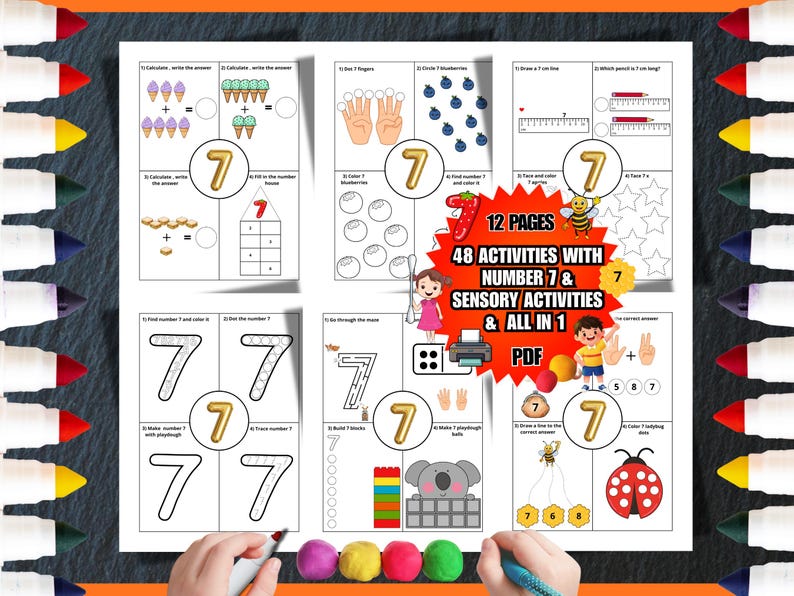 Number 7 Activity Pack for Kids | Homeschooler Number & Math Counting ...