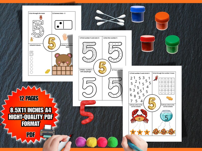 Number 5 Activities for Kids – Math, Sensory & Fine Motor Skills ...