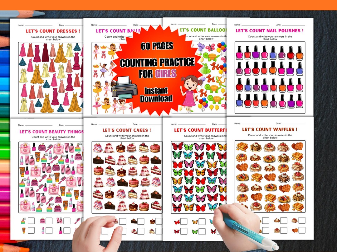 Girls Printable Worksheet Resource | Math Counting Activity | Active ...