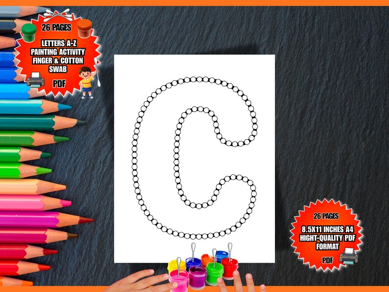 Alphabet Dot Painting Letters A-Z | Abc Cottons Swab Activity | Finger ...