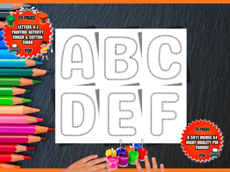 Abc Letter Coloring Activity | Alphabet Cottons Swab & Finger Painting ...