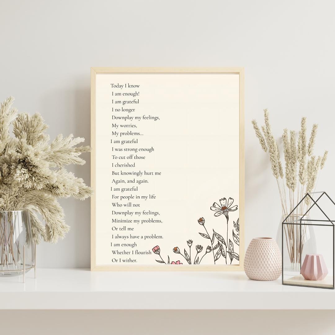I Am Enough Original Poem Print | Healing Self-love Printable (digital ...