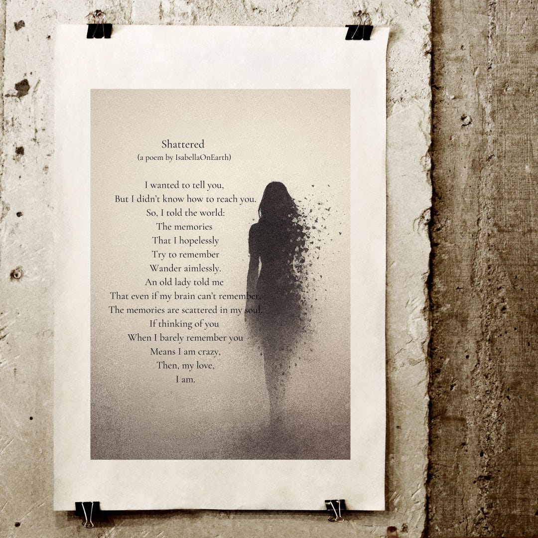 Shattered Original Emotional Poem Print | A4 & 4x5 Printable Wall Art ...
