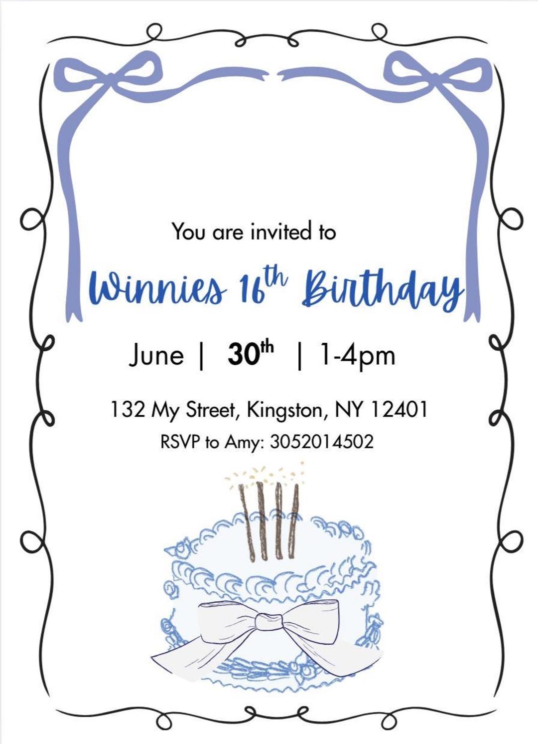 Digital Sweet 16 Birthday Party Invitation Template - Etsy