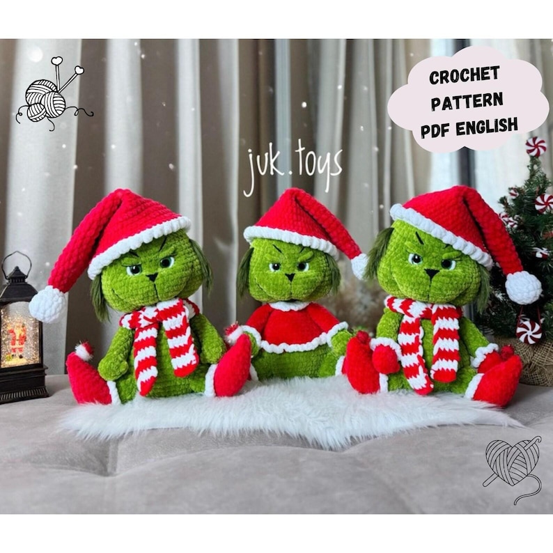 Grinch Crochet Pattern: Plush Amigurumi Toy (PDF Pattern English) - Etsy