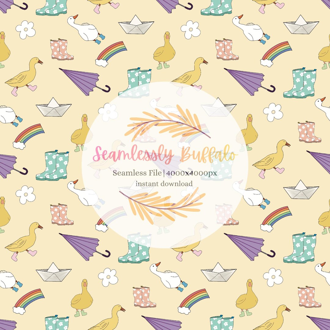 Rainy Day Duckies | Hand Drawn Seamless Files for Crafting, Sewing ...