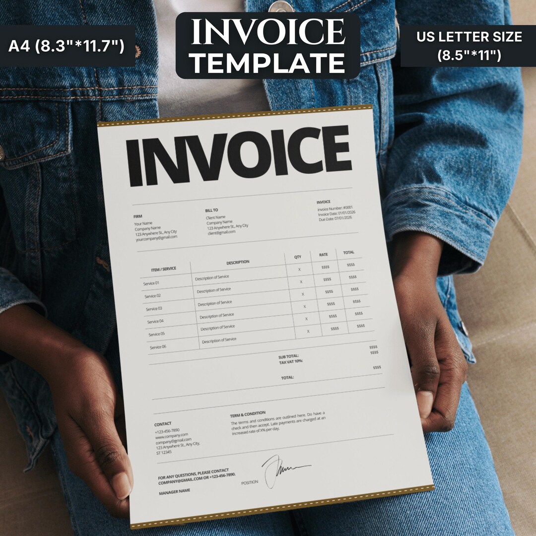 Client Invoice, Billing Template, Canva Pro Editable PDF, Invoice for ...