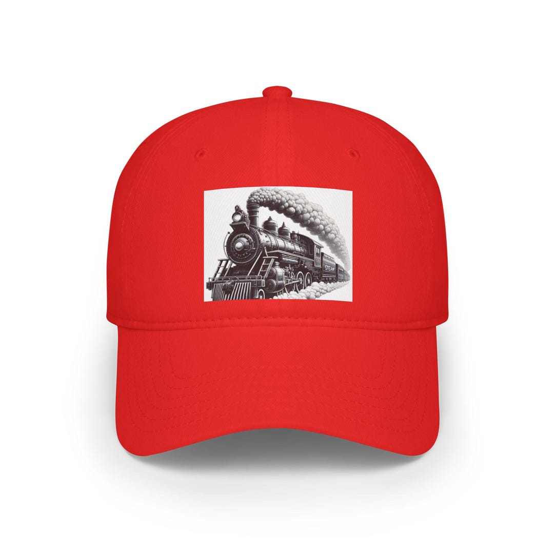 Steam Locomotive Cotton Cap | Train Illustration Baseball Hat - Etsy