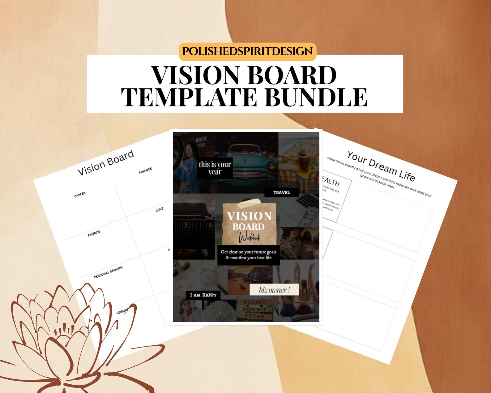 2026 Vision Board Bundle: Editable Templates and Guided Journal - Etsy