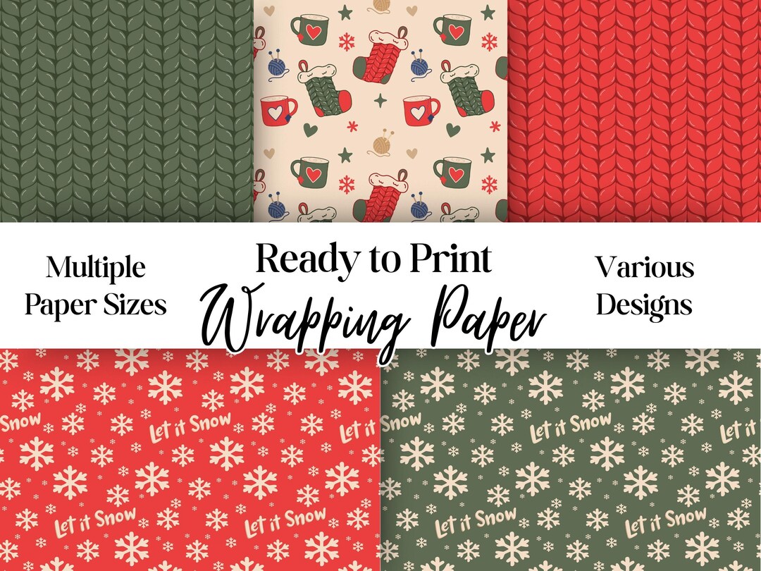 Comfy Cozy Winter Ready to Print Wrapping Paper - Letter, A4, and ...