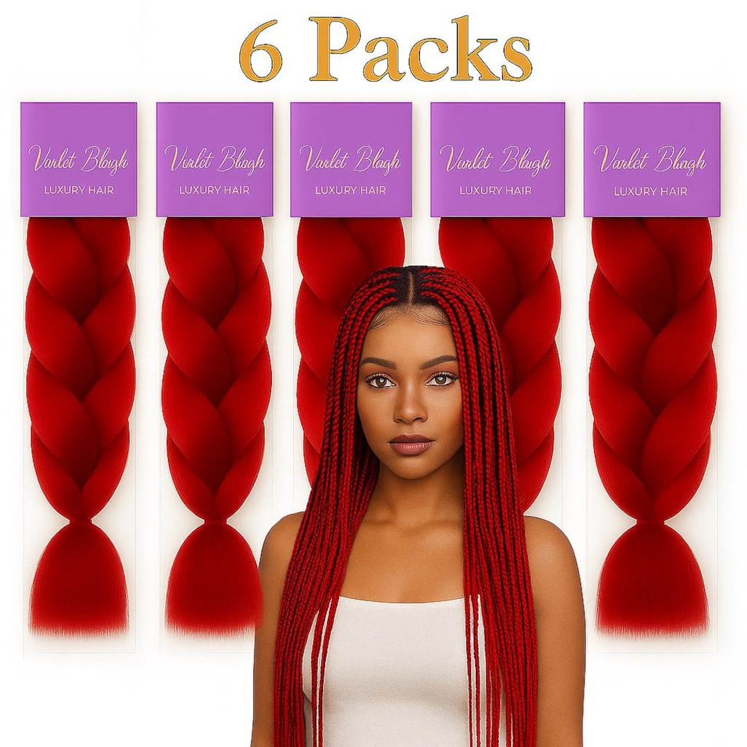Custum Braiding Hair Pre Washed and Condition 6 Pack (color Red) 48 ...
