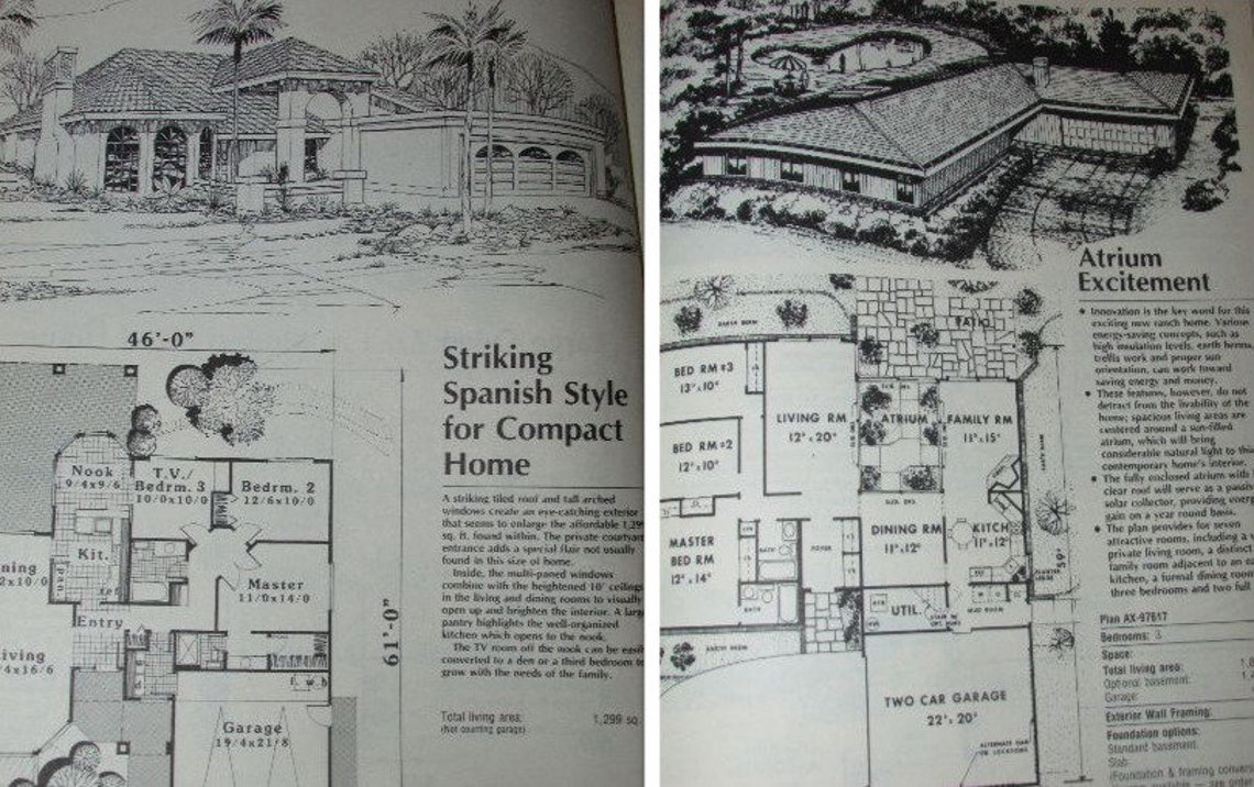 Vintage Home Plans Book 215 House Designs 1990s Contemporary | Etsy