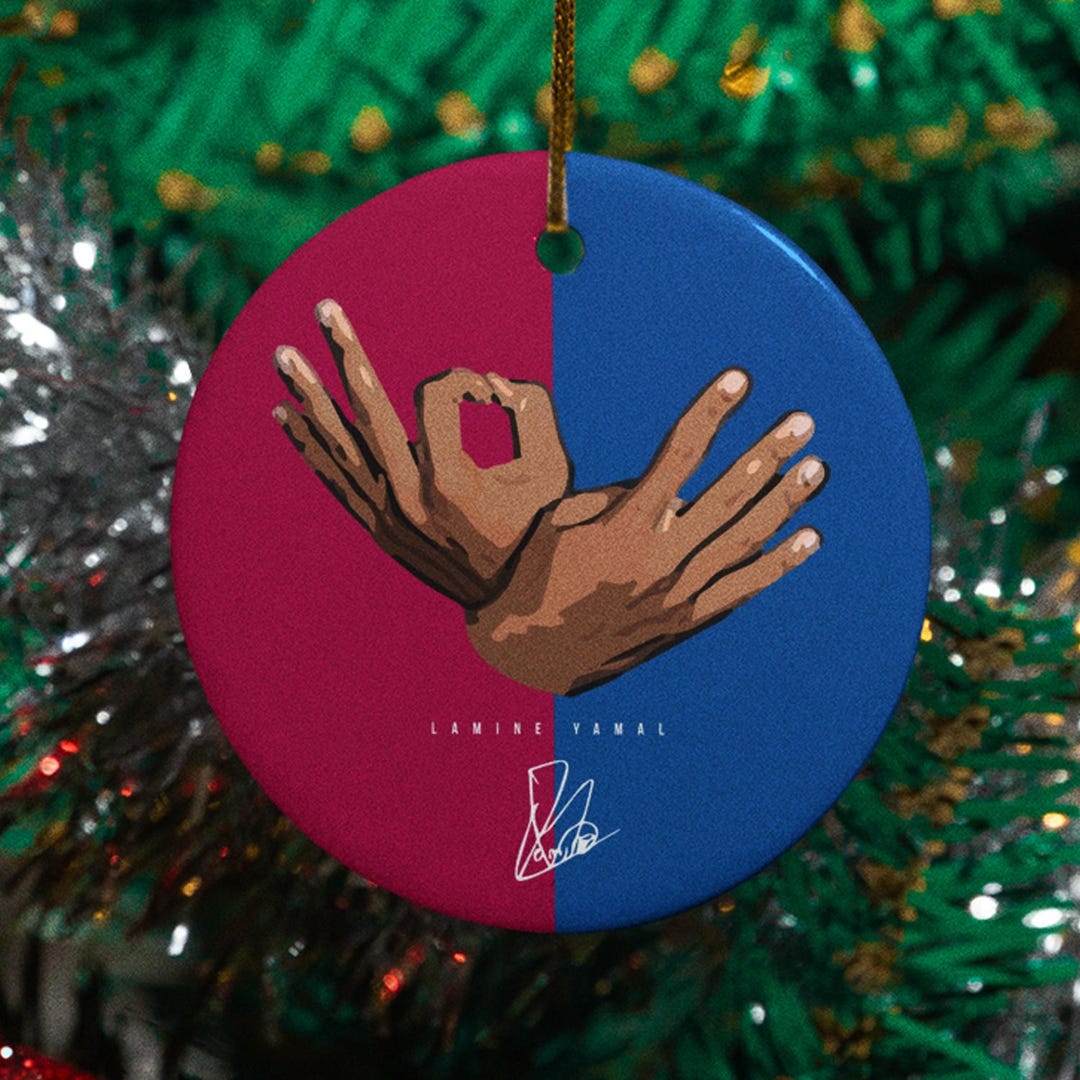 Lamine Hand Signs Tribute Ornament, Barcelona Iconic Animated Style ...