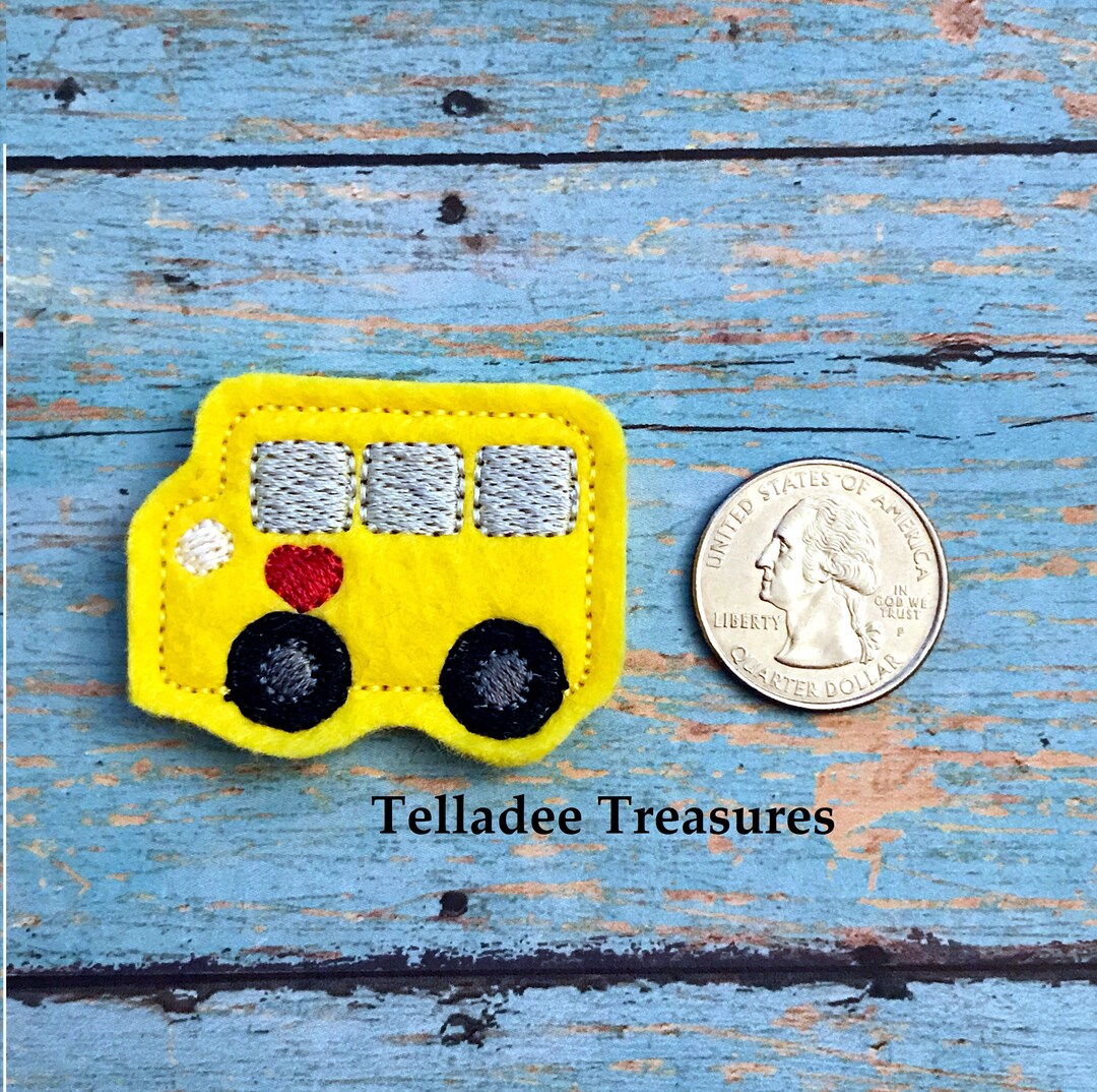 Yellow School Bus Feltie -small White Felt - Great for Hair Bows, Reels ...