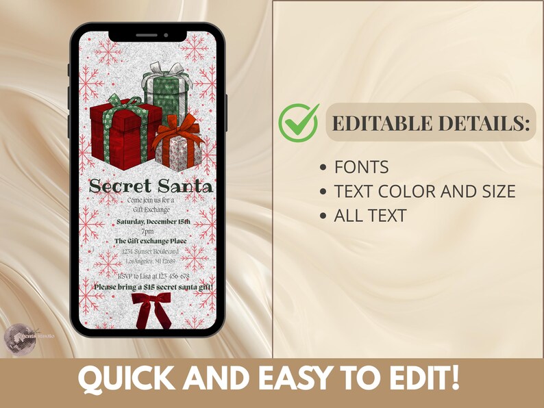 Secret Santa Invite, Gift Exchange, Christmas Party Invitation, Work ...