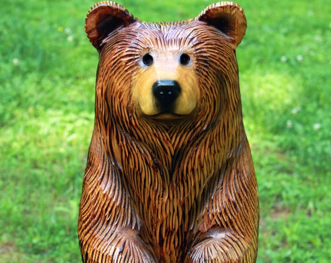 Dually: Brown Bear Chainsaw Carving Wood Sculpture, 24-28 Inches Tall ... Dually: Brown Bear Chainsaw Carving Wood Sculpture, 24-28 Inches Tall ...