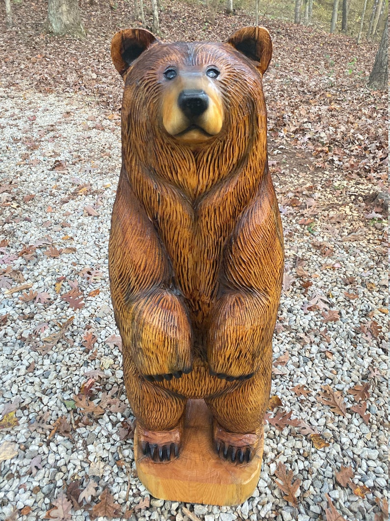 Sage: brown bear chainsaw carving wood sculpture 4 feet tall | Etsy Sage: brown bear chainsaw carving wood sculpture 4 feet tall | Etsy