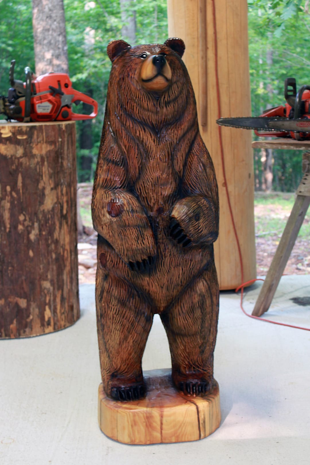 4-ft Standing Brown Bear, Wood Sculpture, Chainsaw Carving - Etsy