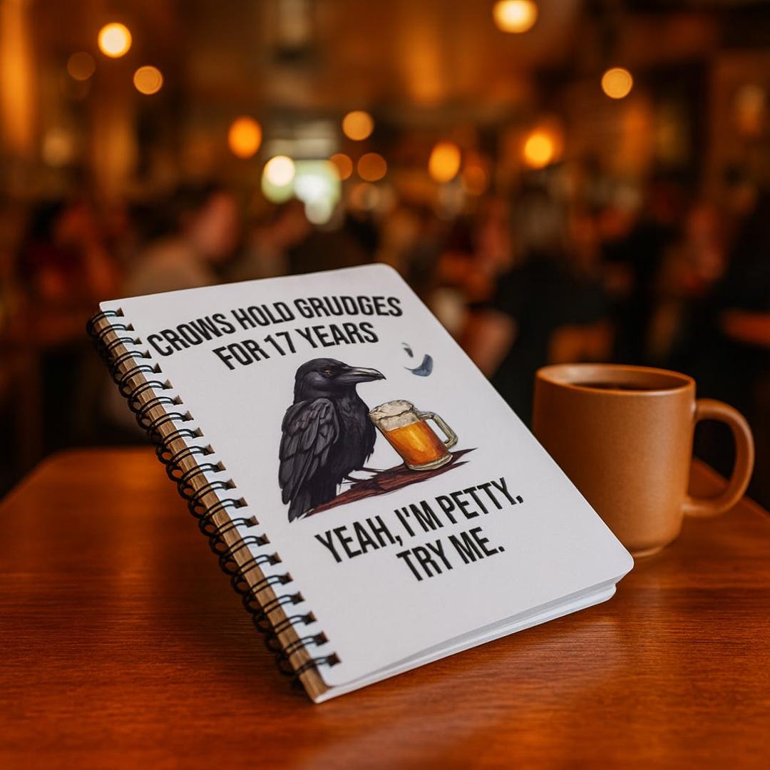 Crow Spiral Notebook Crows Yeah I'm Petty Try Me Writers Students Bird ...