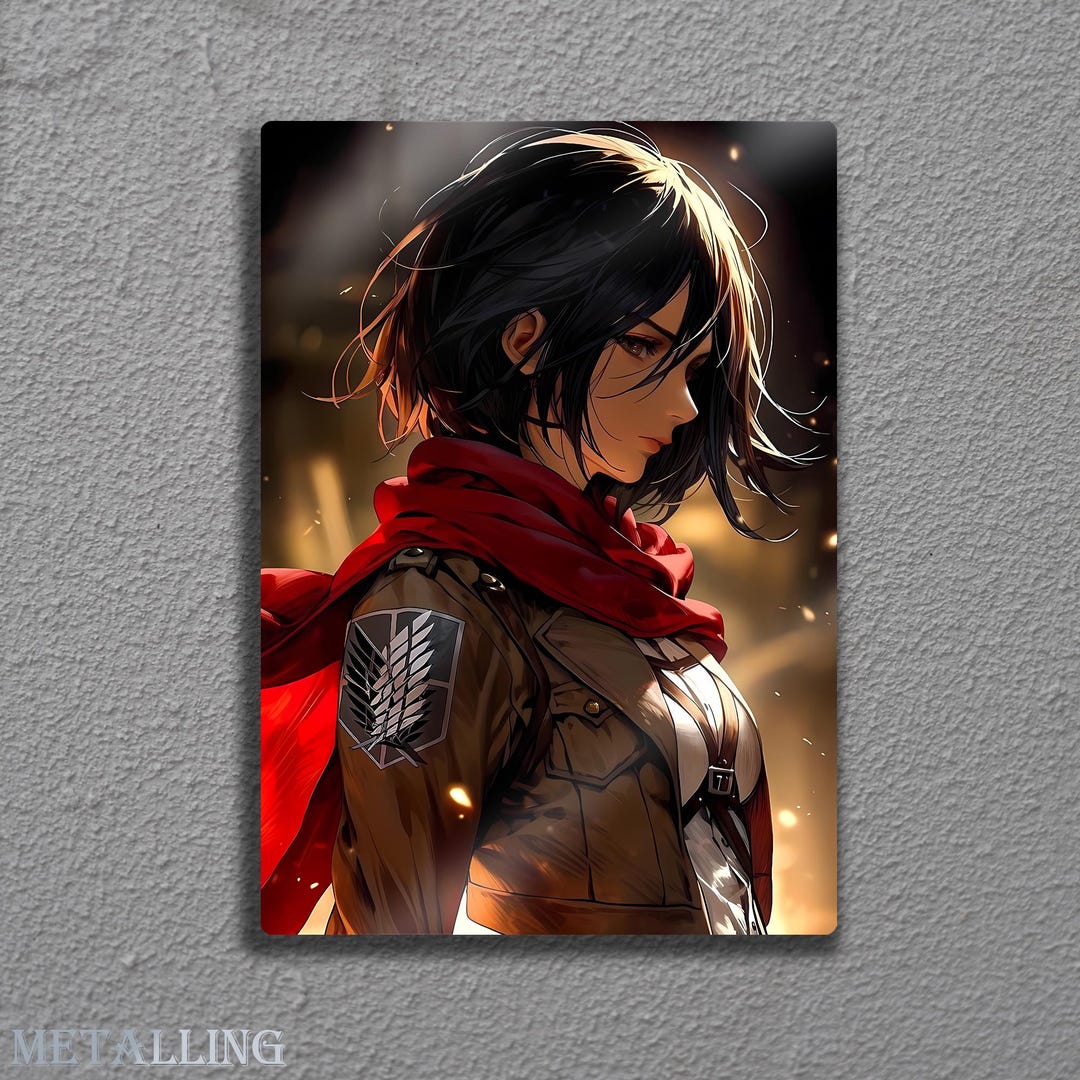 Aluminum UV Print, Mikasa Ackerman Metal Poster, Realistic Attack on ...