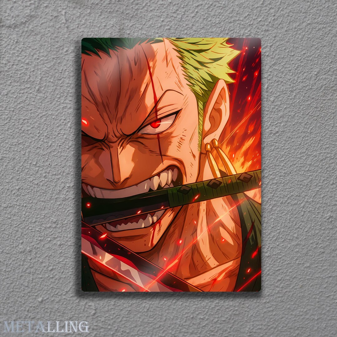 Roronoa Zoro Rage Mode Metal Poster, One Piece King of Hell Art, Anime ...