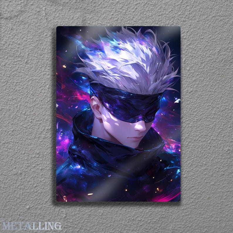 Gojo Satoru Cosmic Metal Poster, Jujutsu Kaisen Wall Art, Galaxy Six ...